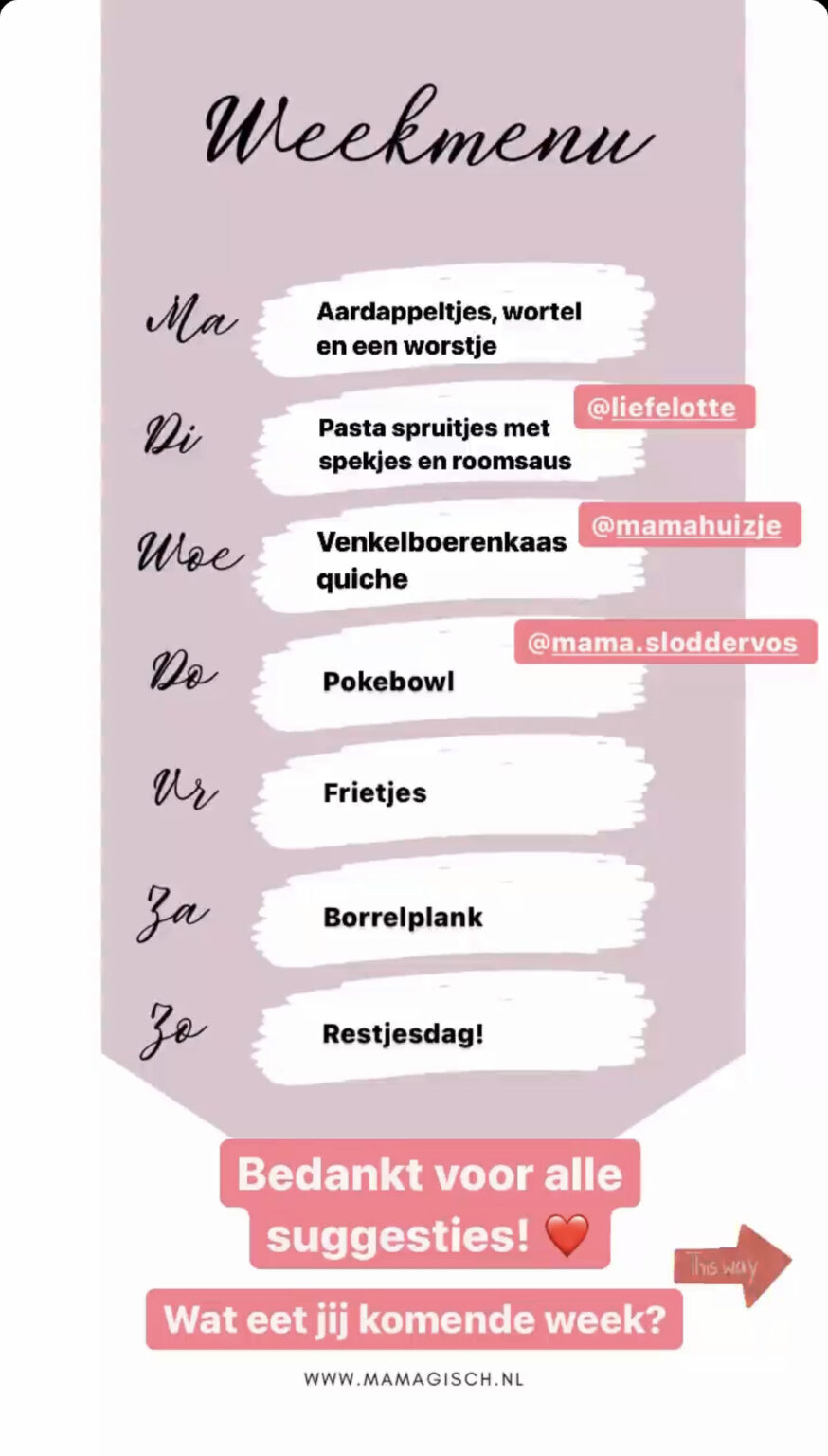 Beter eten: een weekmenu maken - Mamagisch