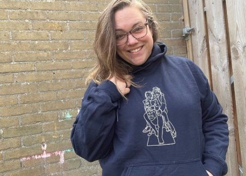 Lijntekening op textiel van NOOSS! - Mamagisch